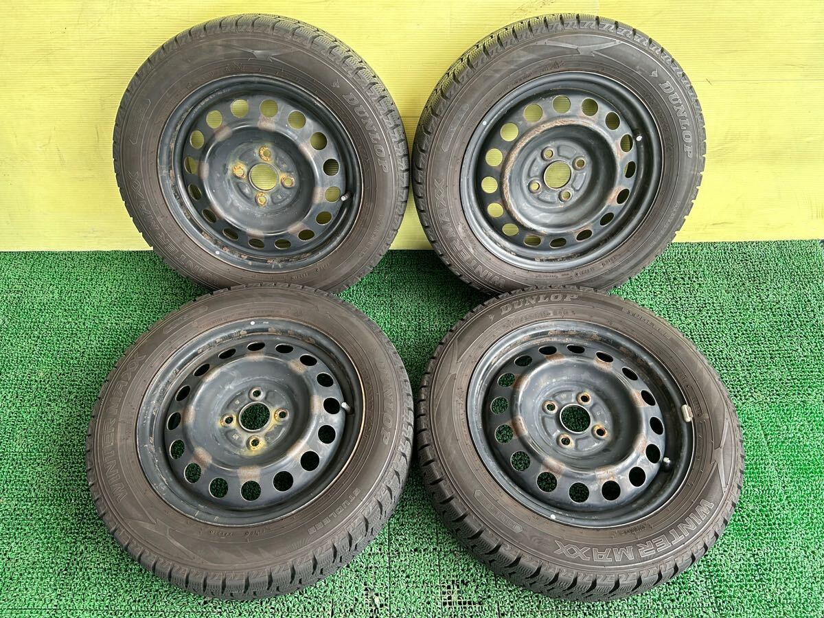 175/65R15 2021年スダットレス DUNLOP WINTER MAXX 4本セット トヨタアクア NHP10 刻印WM 4穴 PCD100 15X5J ET+39 ハブ54mm ...