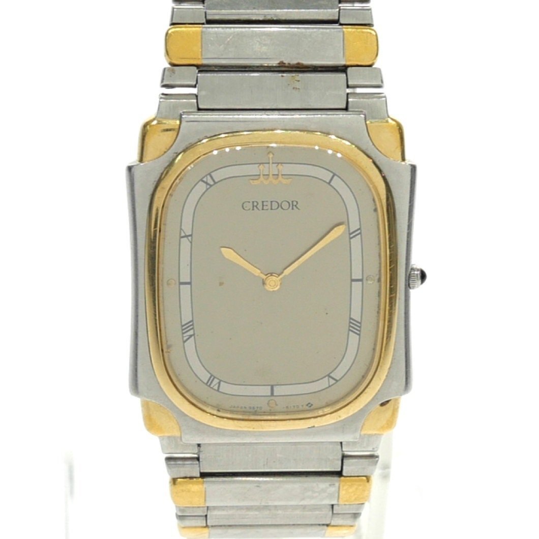 1円スタート 稼働品 SEIKO セイコー CREDOR クレドール 9570-5160 クォーツ スクエア コンビ 純正ベルト シルバー文字盤 メンズ 腕時計(クレドール)｜売買された ...