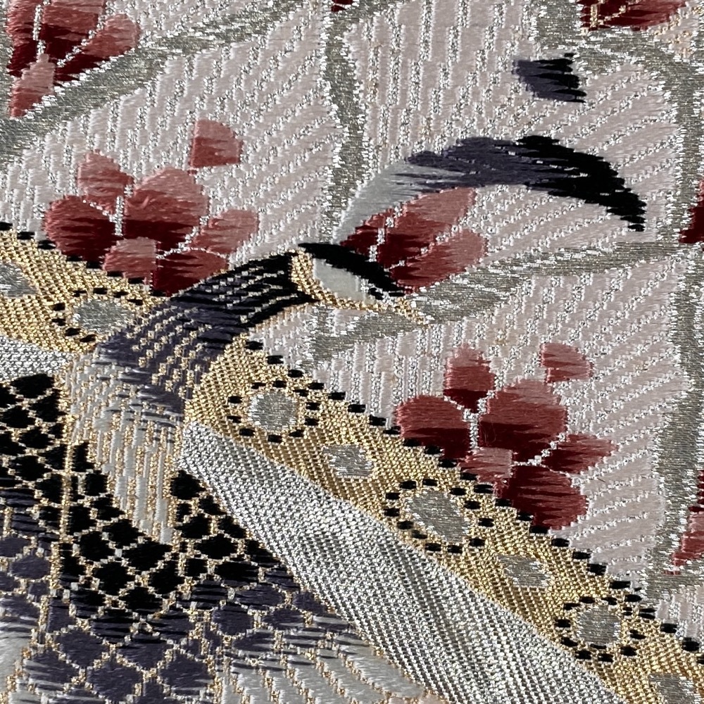 Yahoo!オークション - 袋帯 きぬがさ 孔雀 刺繍 金糸 銀糸 帯丈422cm ...