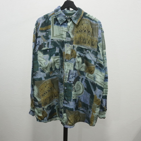 Yahoo!オークション - G71 90sビンテージ Calasina 長袖シルクシャツ 1...