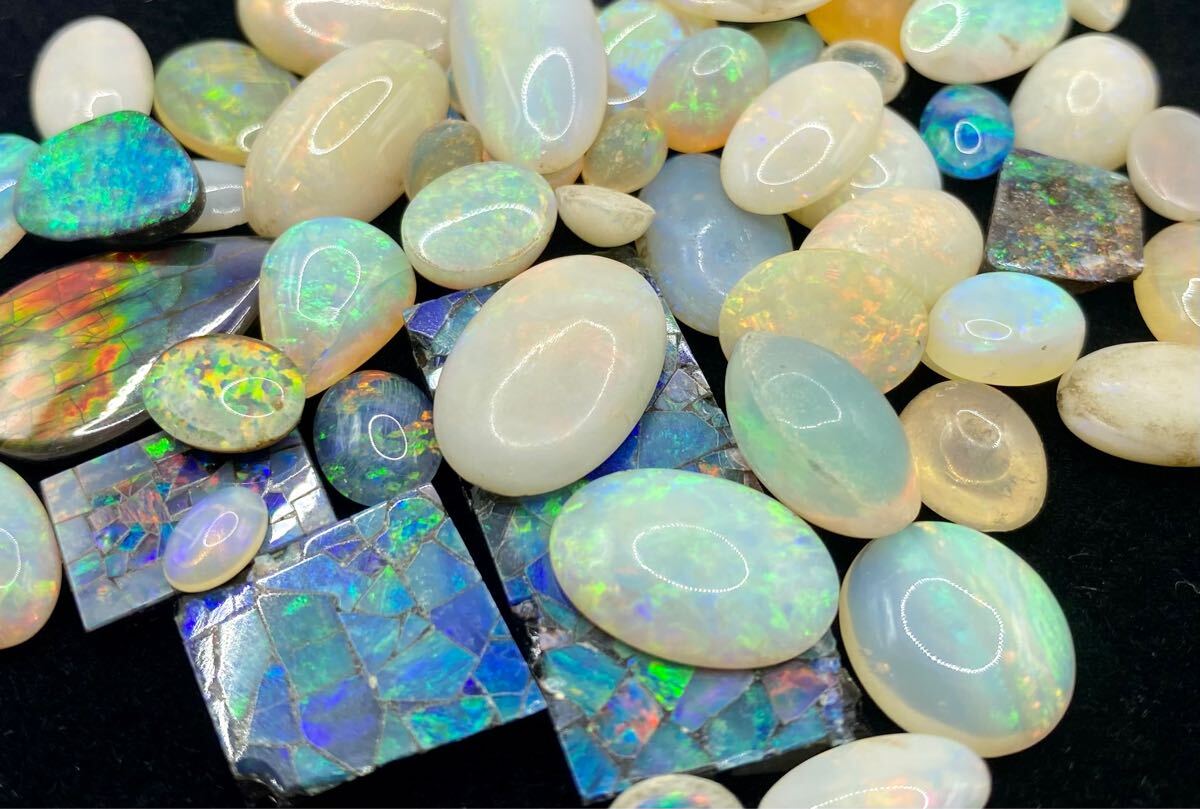 Yahoo!オークション - 【NK010】遊色効果 天然ブラックオパール ホワイ...