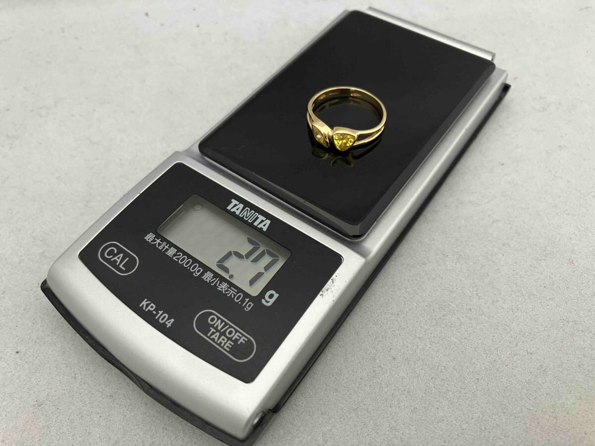 Yahoo!オークション - K18 ＃15 2.7g イエローストーンリング 店舗受取...