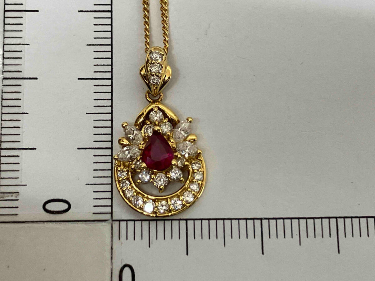 Yahoo!オークション - 天然ルビーネックレス K18 ダイヤ0.62ct 約40cm ...