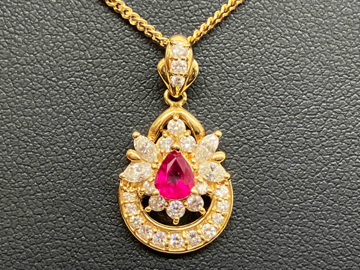 Yahoo!オークション - 天然ルビーネックレス K18 ダイヤ0.62ct 約40cm ...