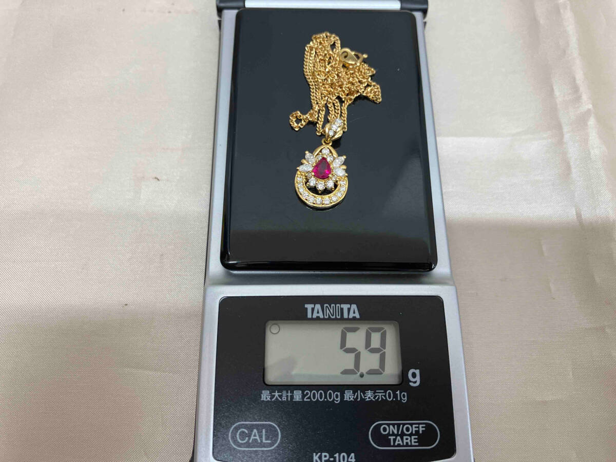 Yahoo!オークション - 天然ルビーネックレス K18 ダイヤ0.62ct 約40cm ...