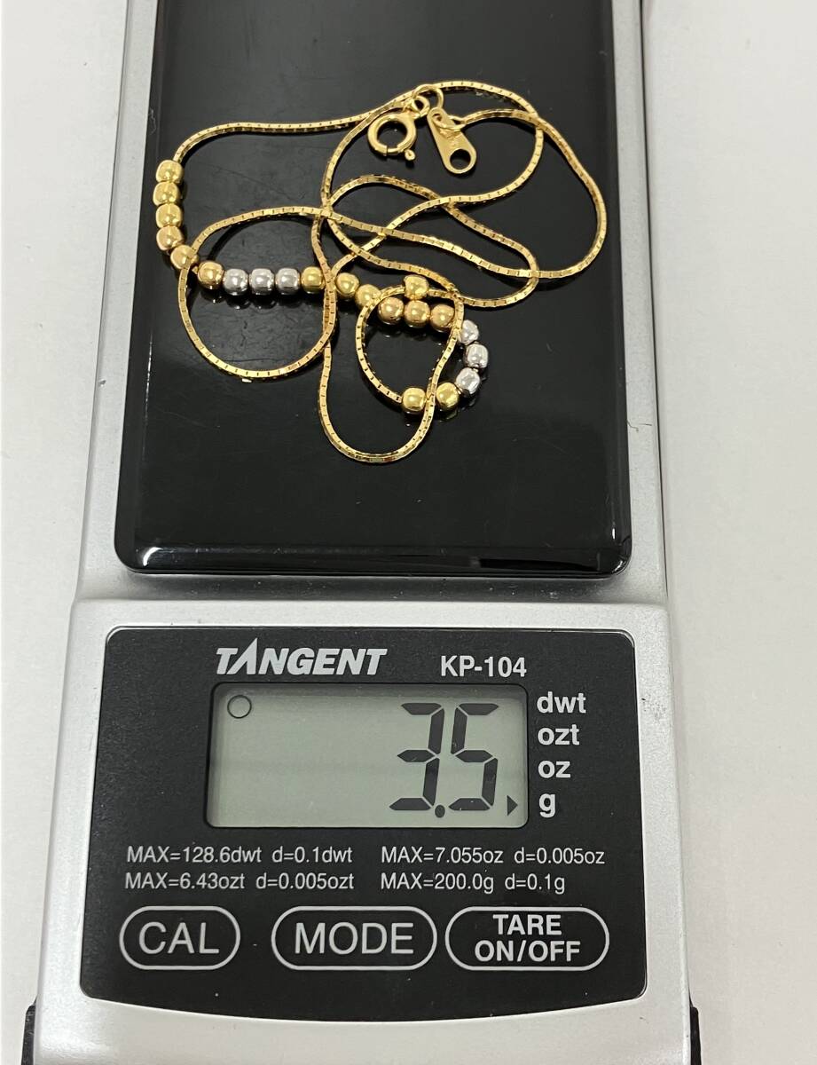 Yahoo!オークション - K18 40cm 3.5g ネックレス イエローゴールド 18...