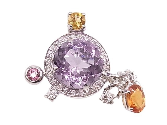 Yahoo!オークション - g20155 750(K18WG) アメジスト3.53ct マルチスト...