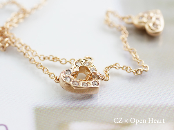 Yahoo!オークション - K18GP CZダイヤ ハートラリアットネックレス/PG