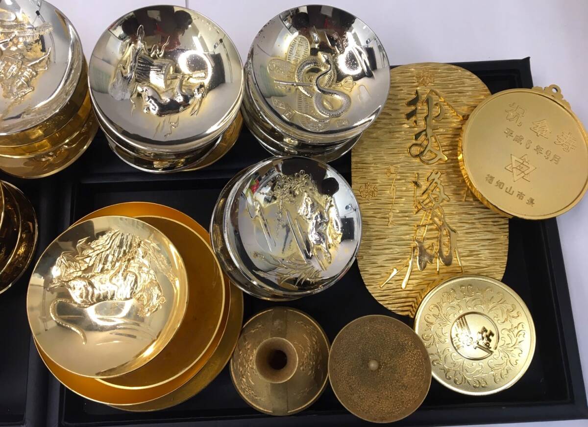 Yahoo!オークション - 金杯まとめ⑯ 約6.2㎏ 24KGP メッキ大量 干支金...