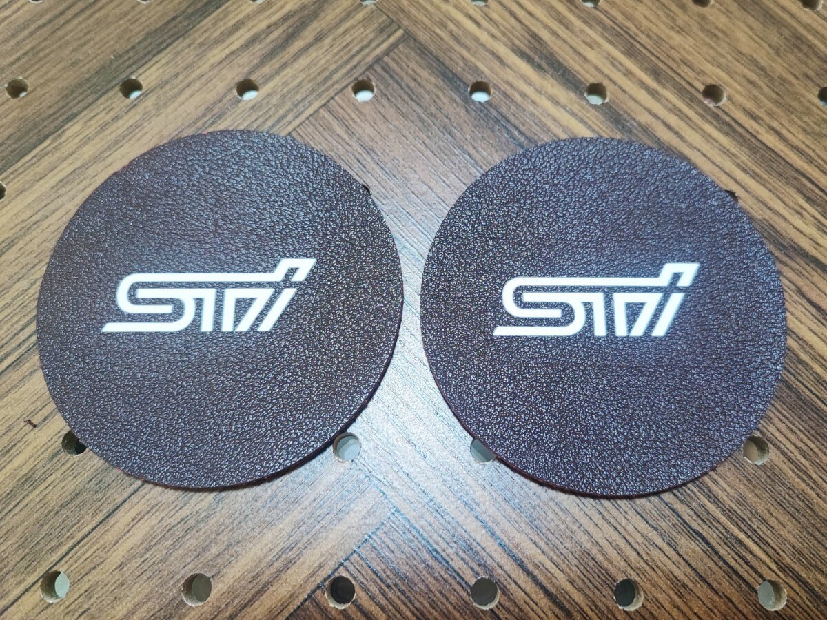 Yahoo!オークション - STI ドリンクホルダー コースター ブラウンレザ...