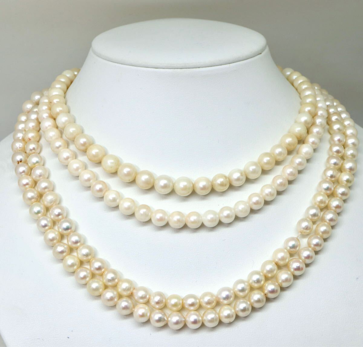 Yahoo!オークション - 1円〜 アコヤ本真珠ネックレス3点おまとめ D 約1...