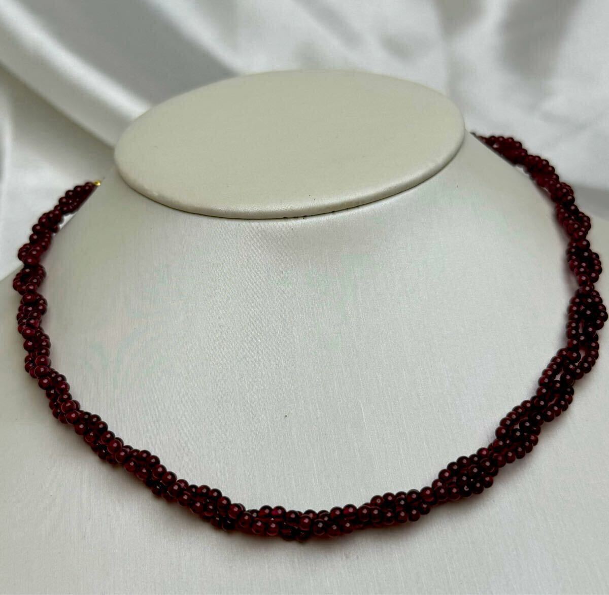 Yahoo!オークション - 三連ネックレスガーネットネックレス37+5cm jewe...