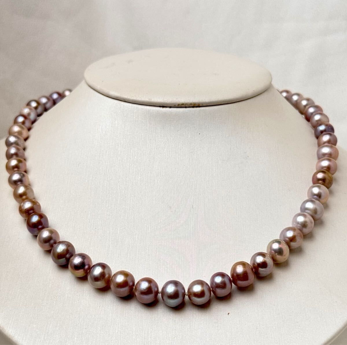 Yahoo!オークション - 綺麗天然無調色本真珠ネックレス8.7mm 42cm neck...