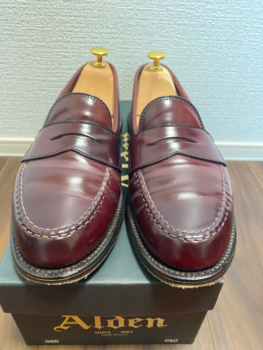 Yahoo!オークション - オールデン コインローファー 986 6.5D alden ロ...