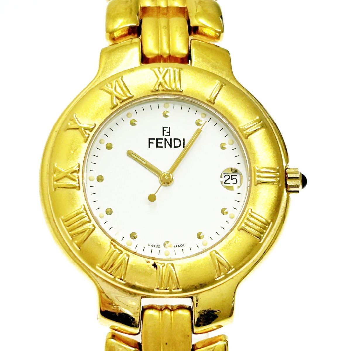 Yahoo!オークション - FENDI フェンディ 900G GP ホワイト文字盤 クオ...