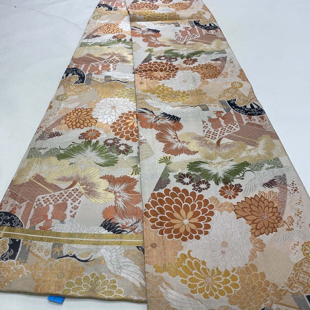 Yahoo!オークション - 丸帯 アンティーク ヴィンテージ 金帯 406cm 花...