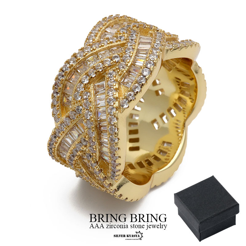 Yahoo!オークション - パヴェリング CZ 14k GP gold 指輪 ウェーブ ス...