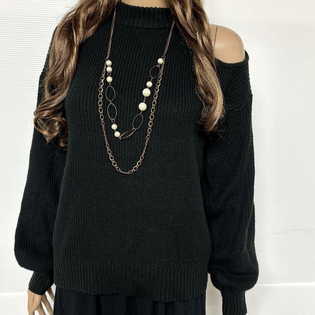 Yahoo!オークション - a1226 sureve 冬 Sexy肩開きドルマンニット ブラ...