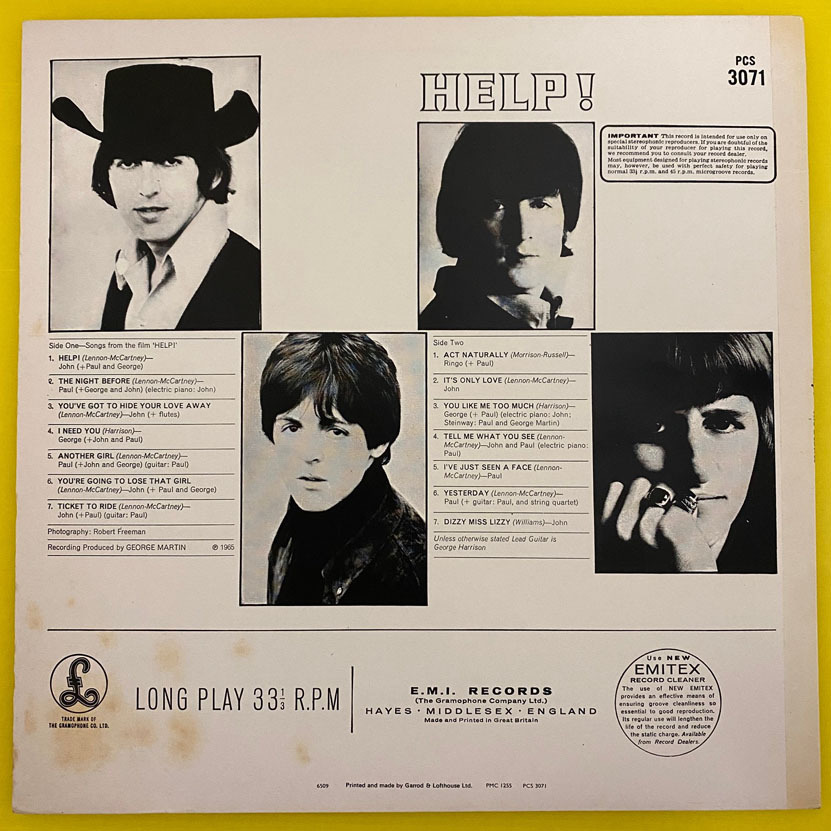 Yahoo!オークション - The Beatles「HELP 」LP UK盤 Stereo(1973年) P...
