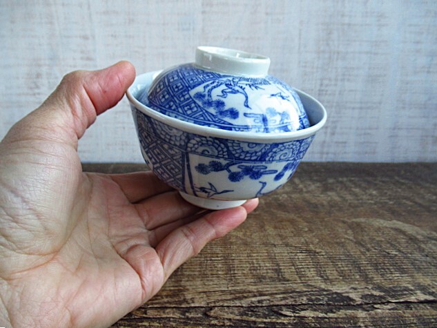 Yahoo!オークション - A272 印判手 蓋付茶碗 骨董