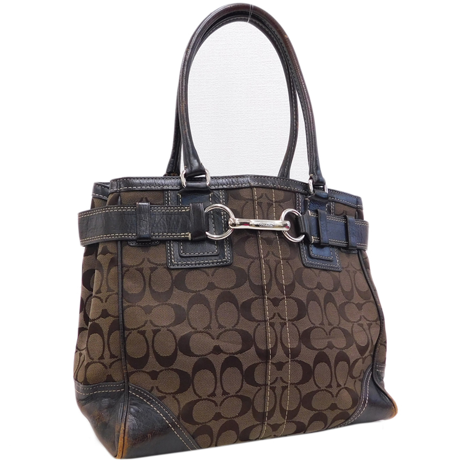 Yahoo!オークション - 1円 コーチ ハンドバッグ 10247 ブラウン系 キャ...