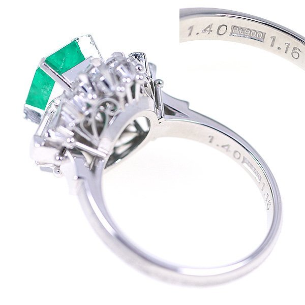 Yahoo!オークション - Z_251 Pt900 エメラルド1.40ct ダイヤモンド1.16...