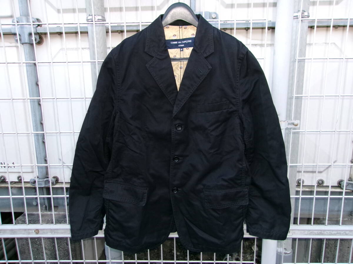 COMME des GARCONS HOMME コム デ ギャルソン オム メンズ 吊り シワ 加工 テーラード カジュアル ジャケット 日本製 ブラック M(テーラードジャケット、ブレザー ...
