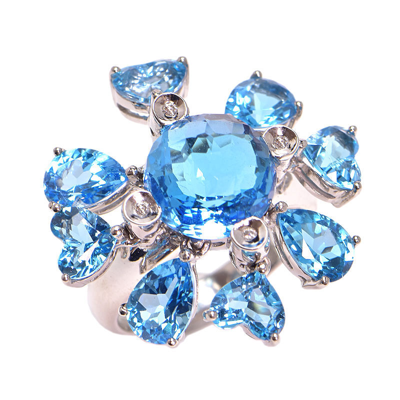 Yahoo!オークション - 合計12.26ct天然ブルートパーズリング 13号 K18W...