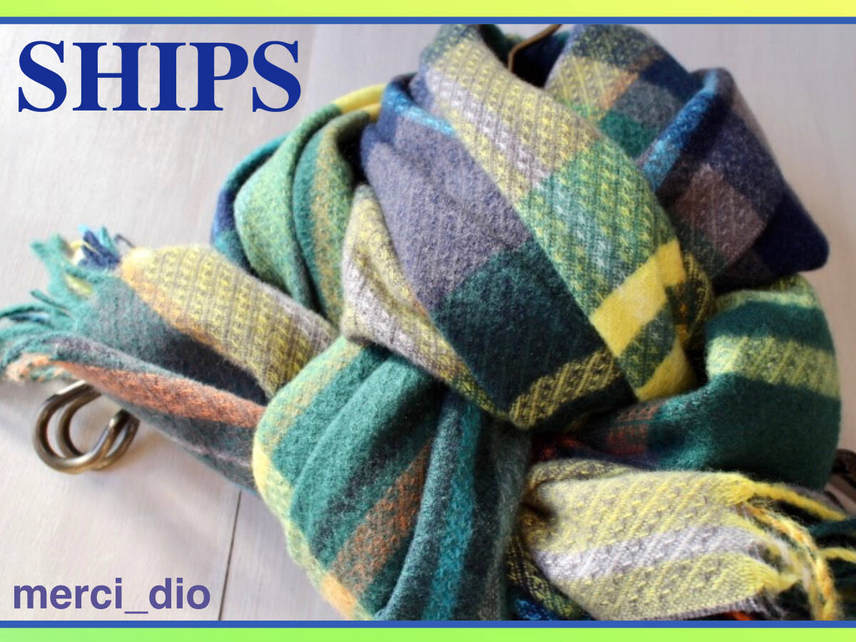 シップス SHIPS カシミヤ混 チェック柄 大判ストール ロングマフラー カナリーイエロー グリーン wai トゥモローランド(その他)｜売買されたオークション情報、yahooの商品情報を ...