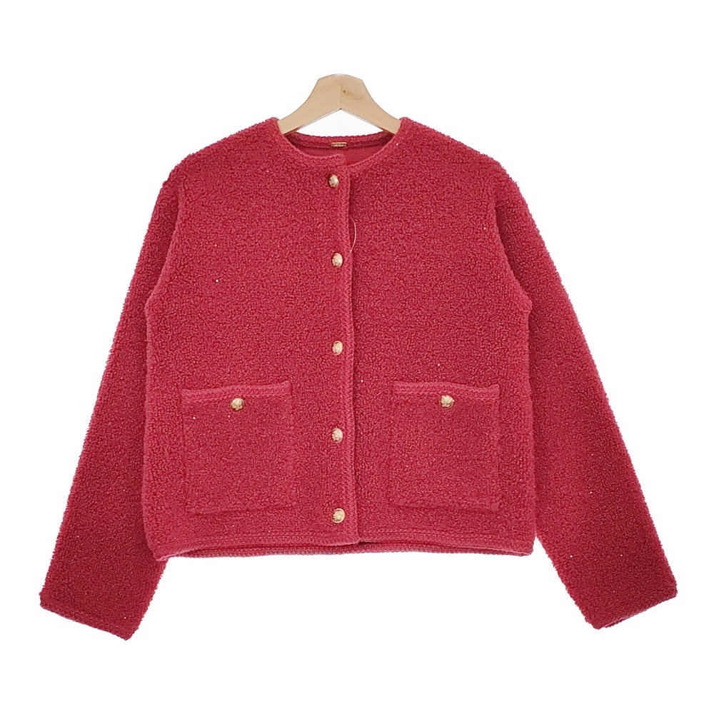 4-1230T Mila Owen 金釦ノーカラーコンパクトラメニットジャケット 0 定価15950円 24AW レッド ミラオーウェン 254790(Sサイズ)｜売買されたオークション情報 ...