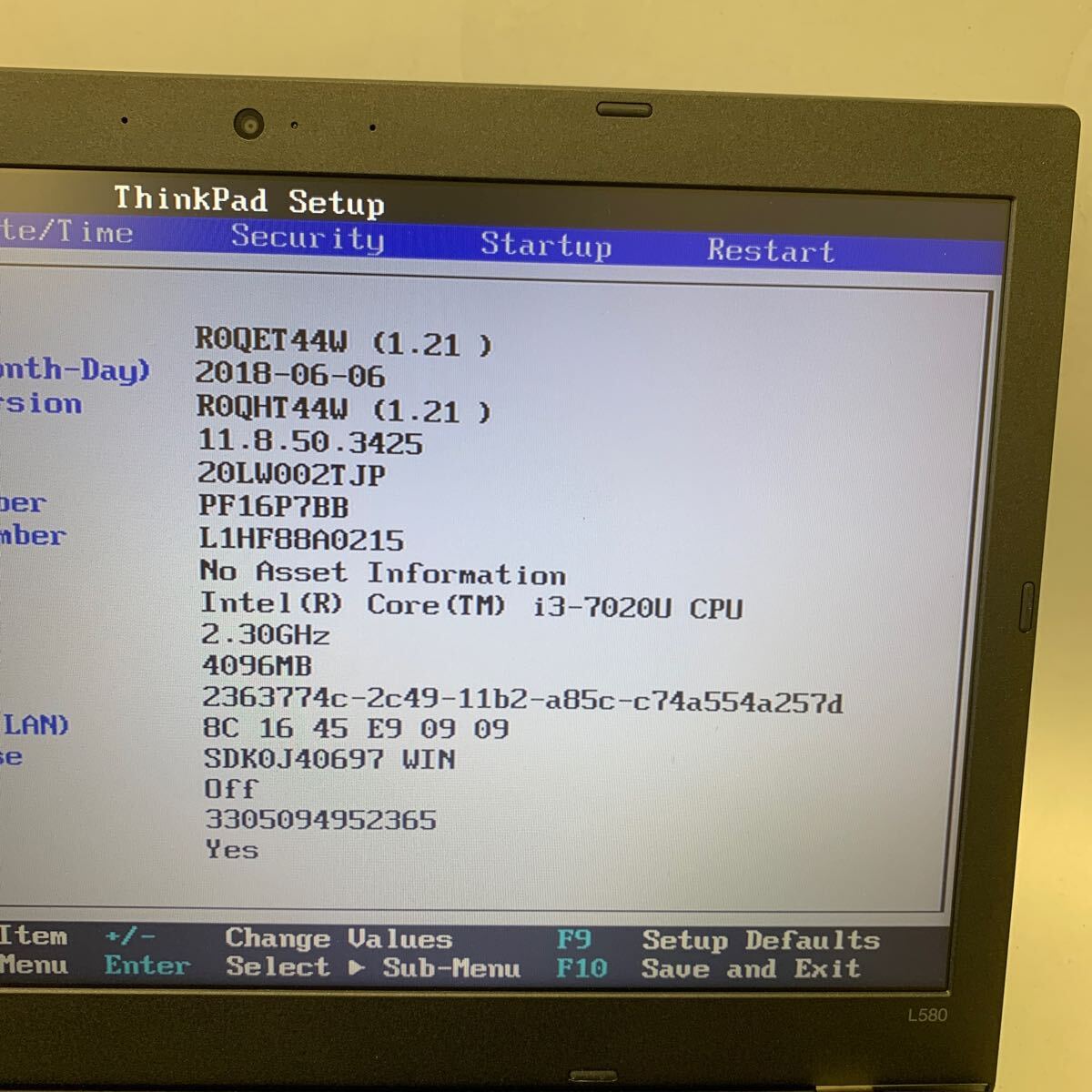 Yahoo!オークション - JK5708 Lenovo Thinkpad L580/Core i3-7020U/メ...