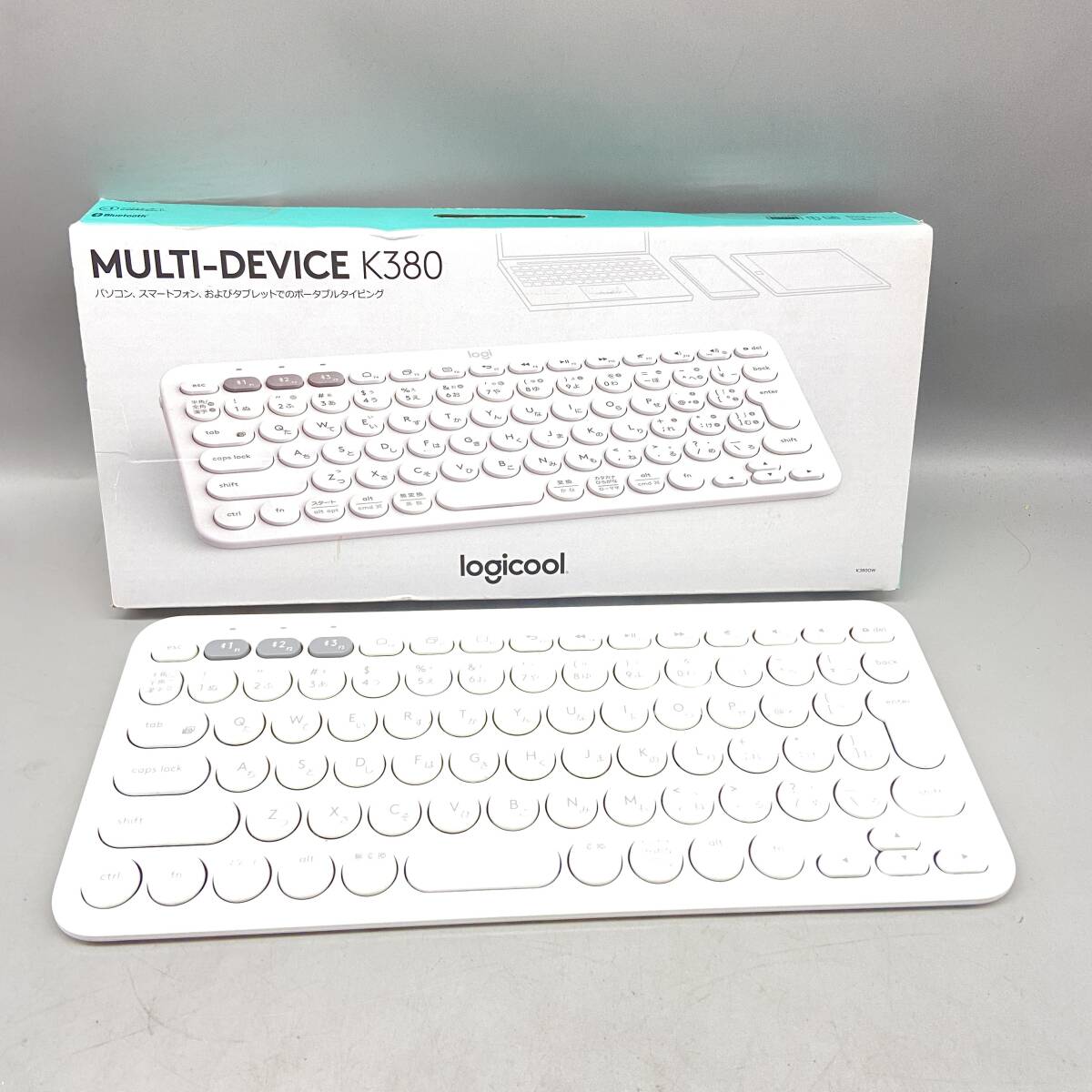 Σロジクール logicool Bluetooth キーボード MULTI-DEVICE K380 テンキーレス ホワイト 白 ワイヤレス 動作未確認 現状品ΣECO50064(ワイヤレス ...