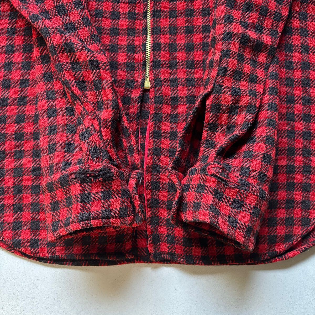50s J C PENNEY CO “SPORTCLAD” zip up buffalo check shirt 50 50s J C PENNEY CO “SPORTCLAD” zip up buffalo check shirt 50