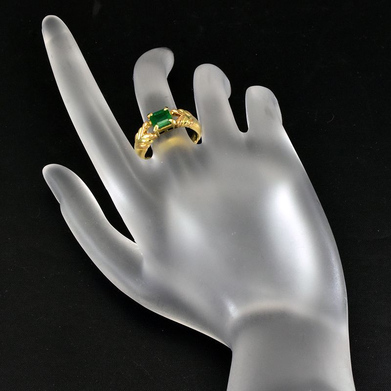 Yahoo!オークション - 0.76ct天然エメラルドリング 14.5号 K18YG K18PG...