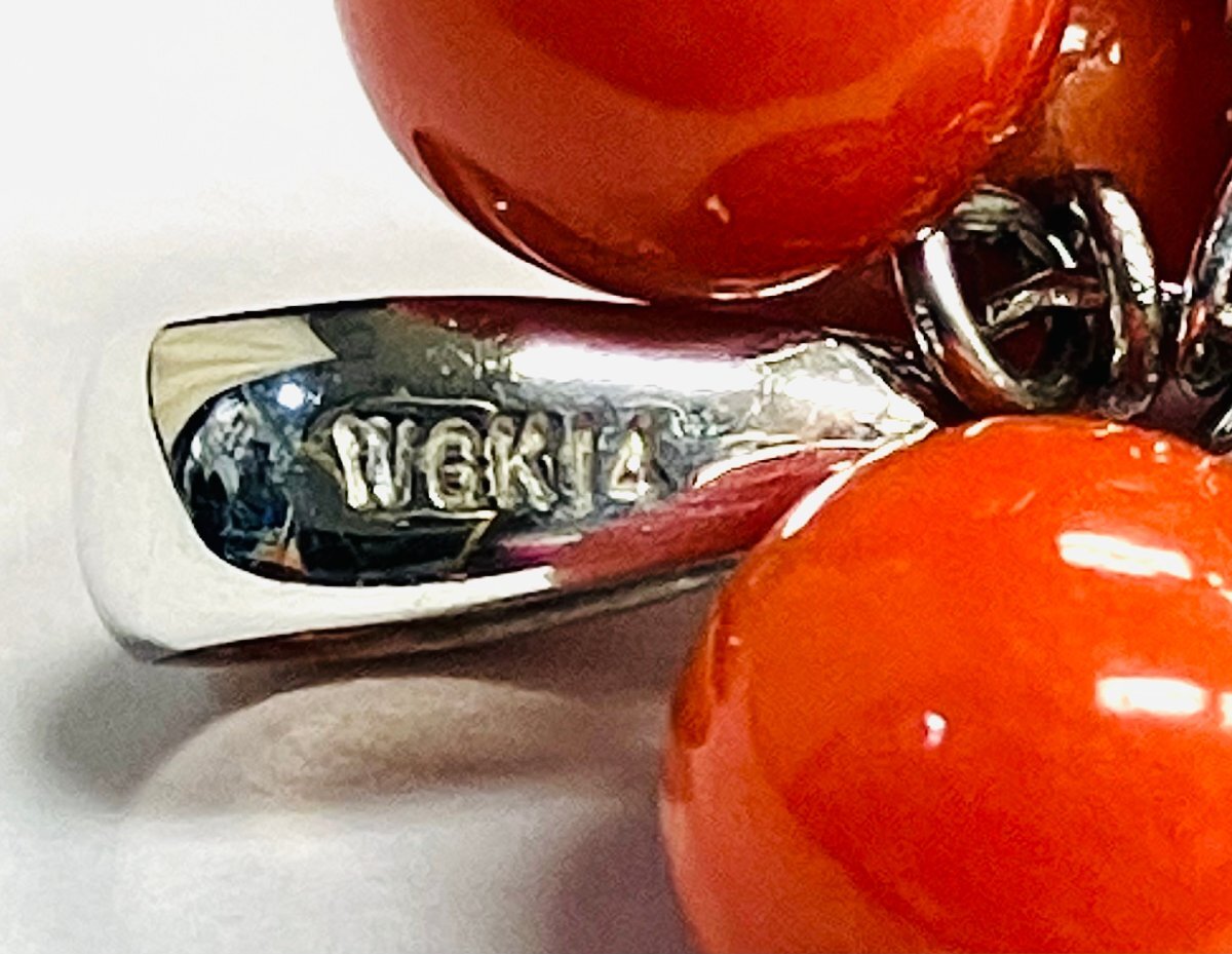 Yahoo!オークション - qoj.Z7C05 K14WG ホワイトゴールド サンゴ 珊瑚 ...