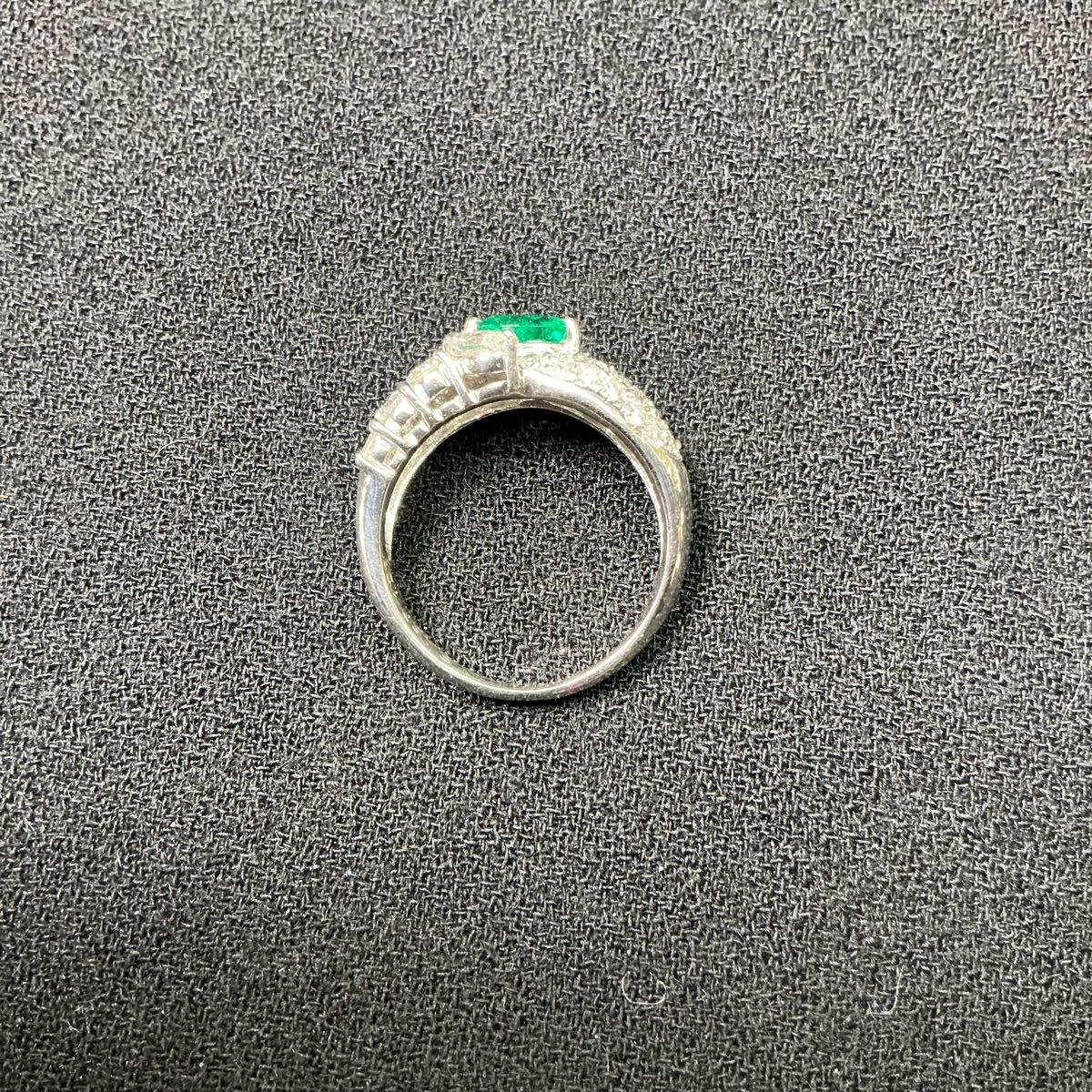 Yahoo!オークション - 【A407】送無 エメラルド ダイヤ リング pt900 0...