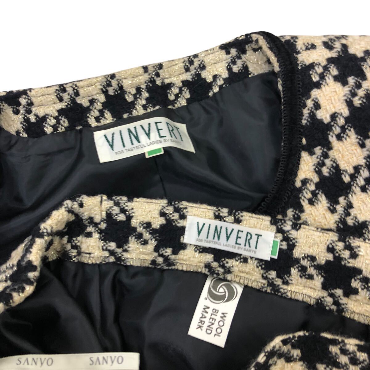 Yahoo!オークション - Nm257-51 良品 VINVERT バンベール 千鳥柄 セッ...