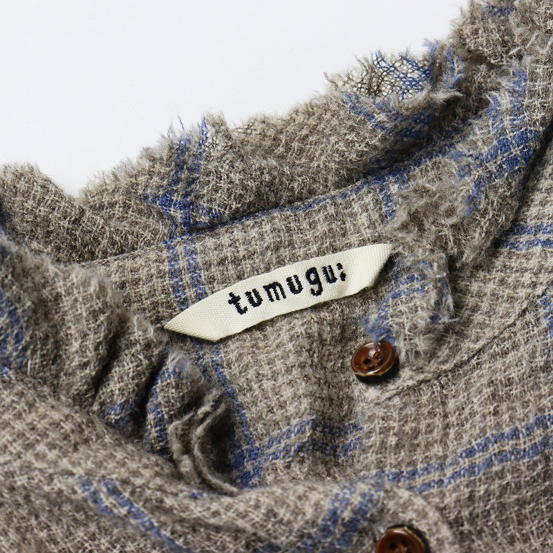 Yahoo!オークション - ツムグ tumugu ウールガーゼチェック縮絨加工 ブ...