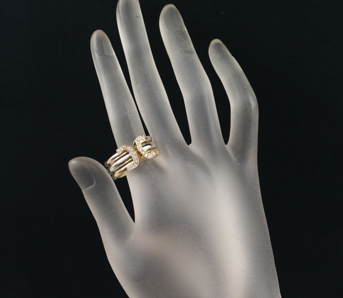 カルティエ リング ダイヤ ダイヤモンド 2C ドゥーブルC C2 スリーカラー LM 57号 K18YG/WG/PG 指輪 BLJ(指輪 ...