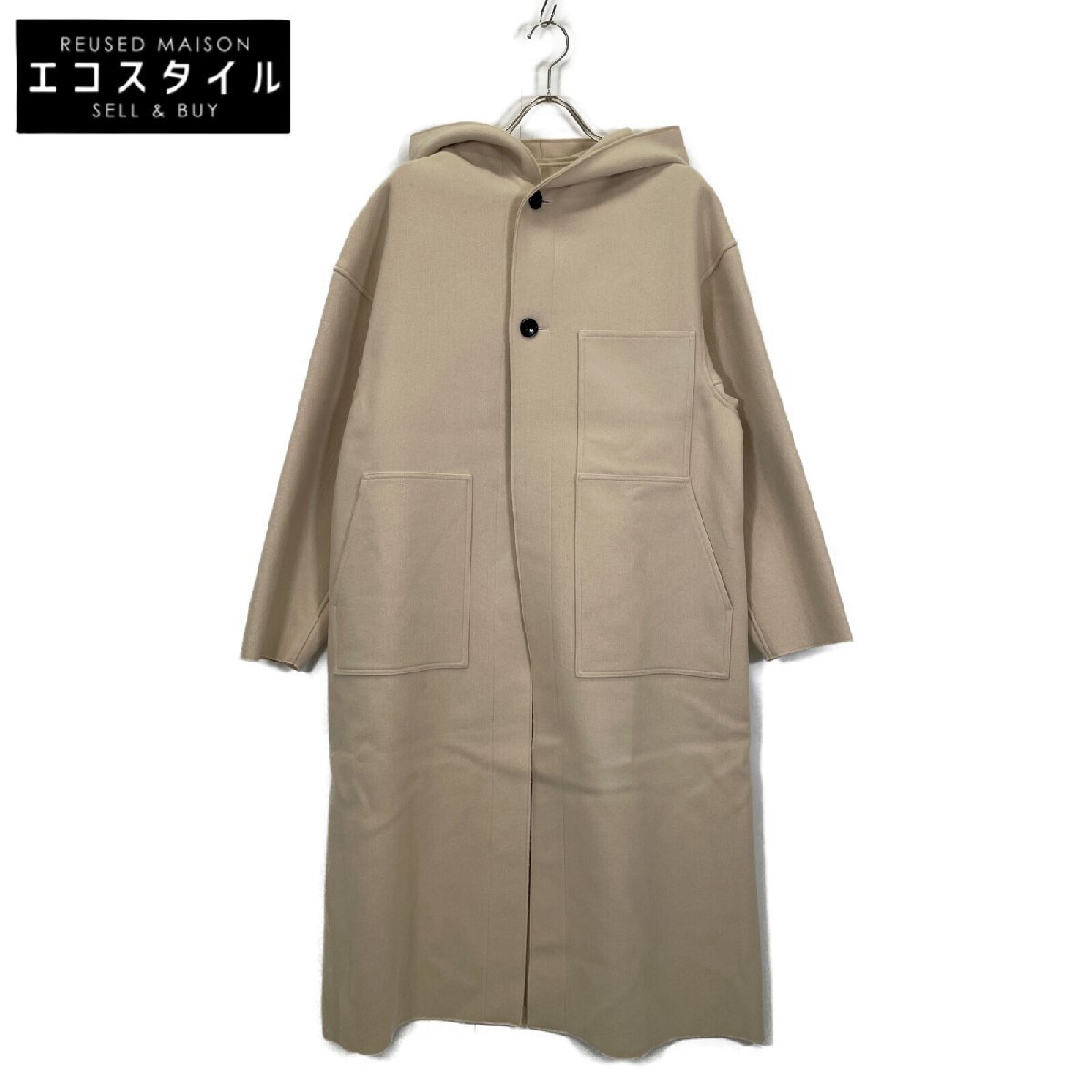 Yahoo!オークション - HYKE ハイク ベージュ カットオフデザイン フー...