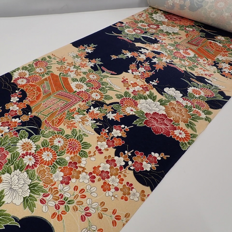 Yahoo!オークション - TA-5702 京染 友禅 小紋 着尺 反物 正絹 未仕立...