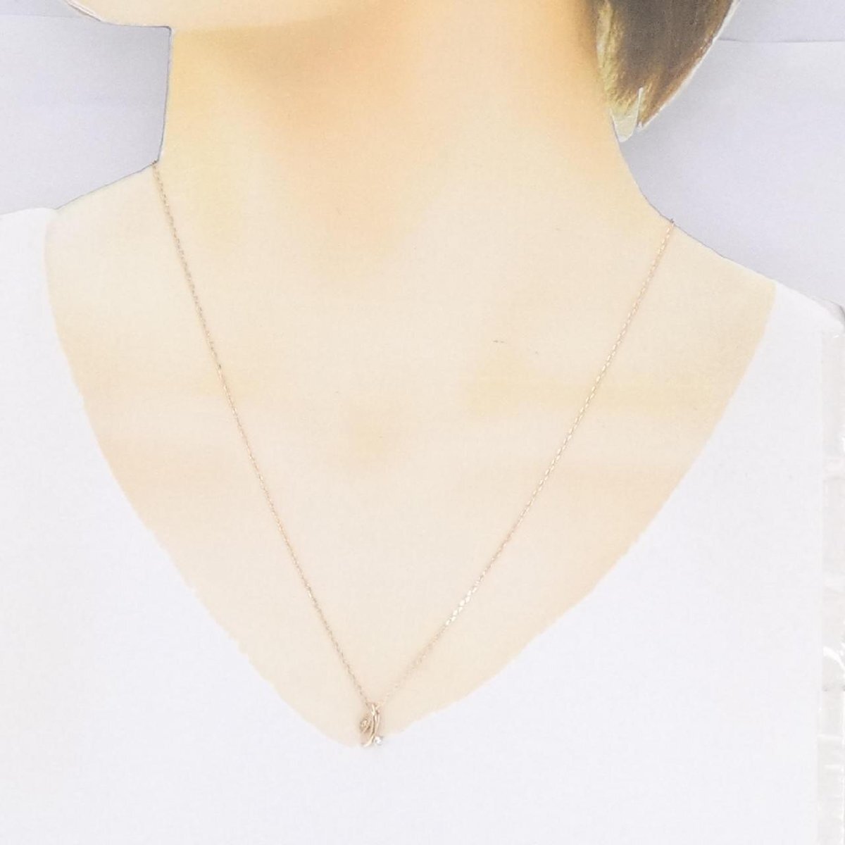 Yahoo!オークション - K18PG ダイヤモンド ネックレス 0.03CT