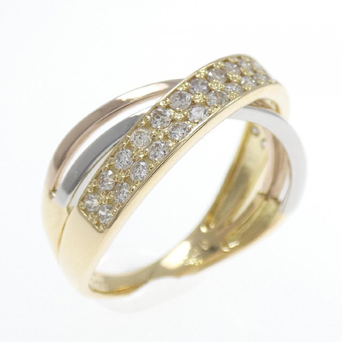 Yahoo!オークション - K18YG/PT/K18PG ダイヤモンド リング 0.40CT