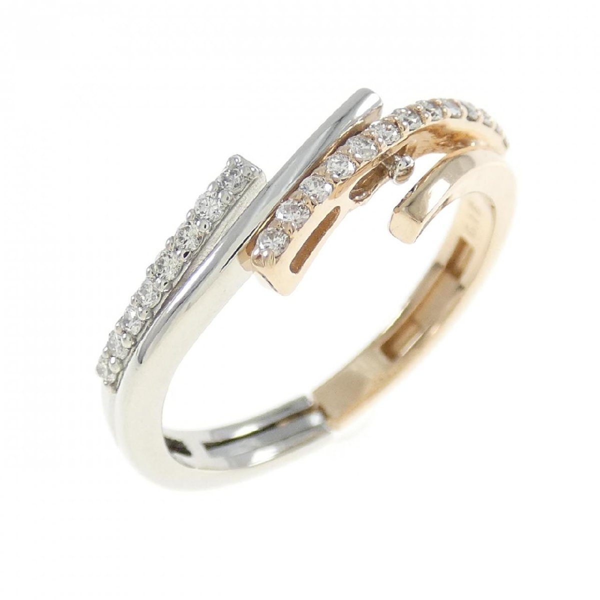 Yahoo!オークション - K18PG/PT ダイヤモンド リング 0.16CT