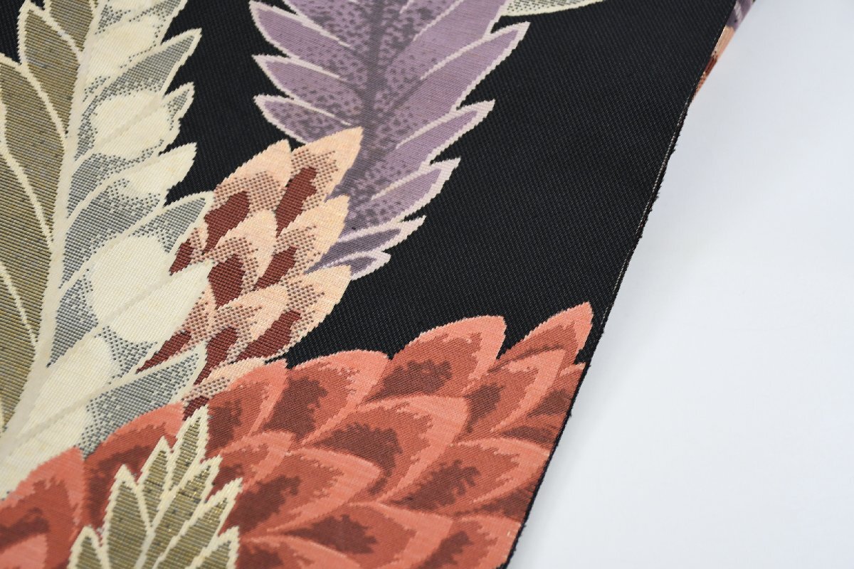 Yahoo!オークション - 袋名古屋帯 松葉仕立て 葉 自然文様 帯丈358cm ...