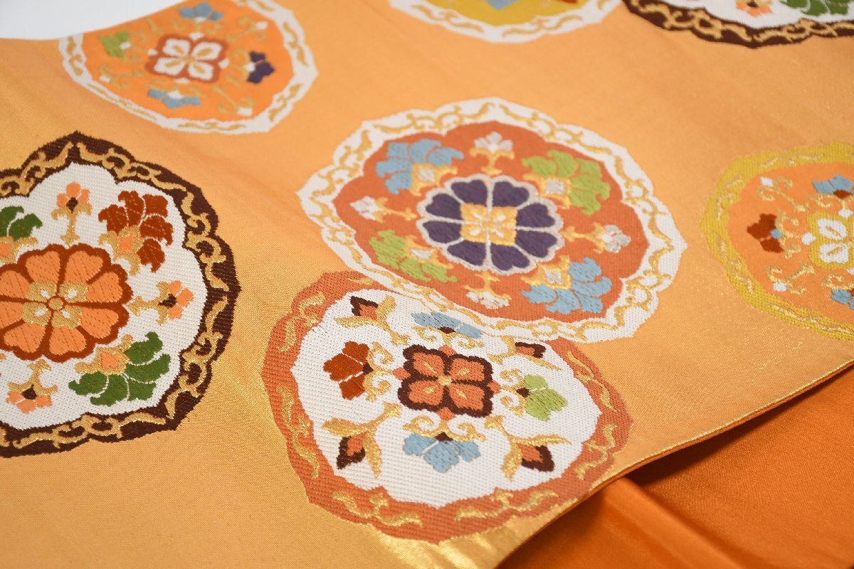 Yahoo!オークション - 袋名古屋帯 六通柄 更紗 花 金糸 帯丈406cm 着物...