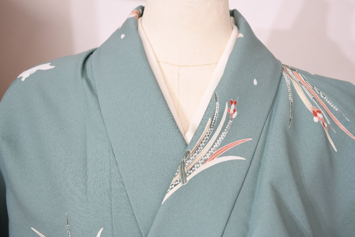 Yahoo!オークション - 小紋 着物 白うさぎ 兎 桜 束 身丈162cm 裄丈66c...