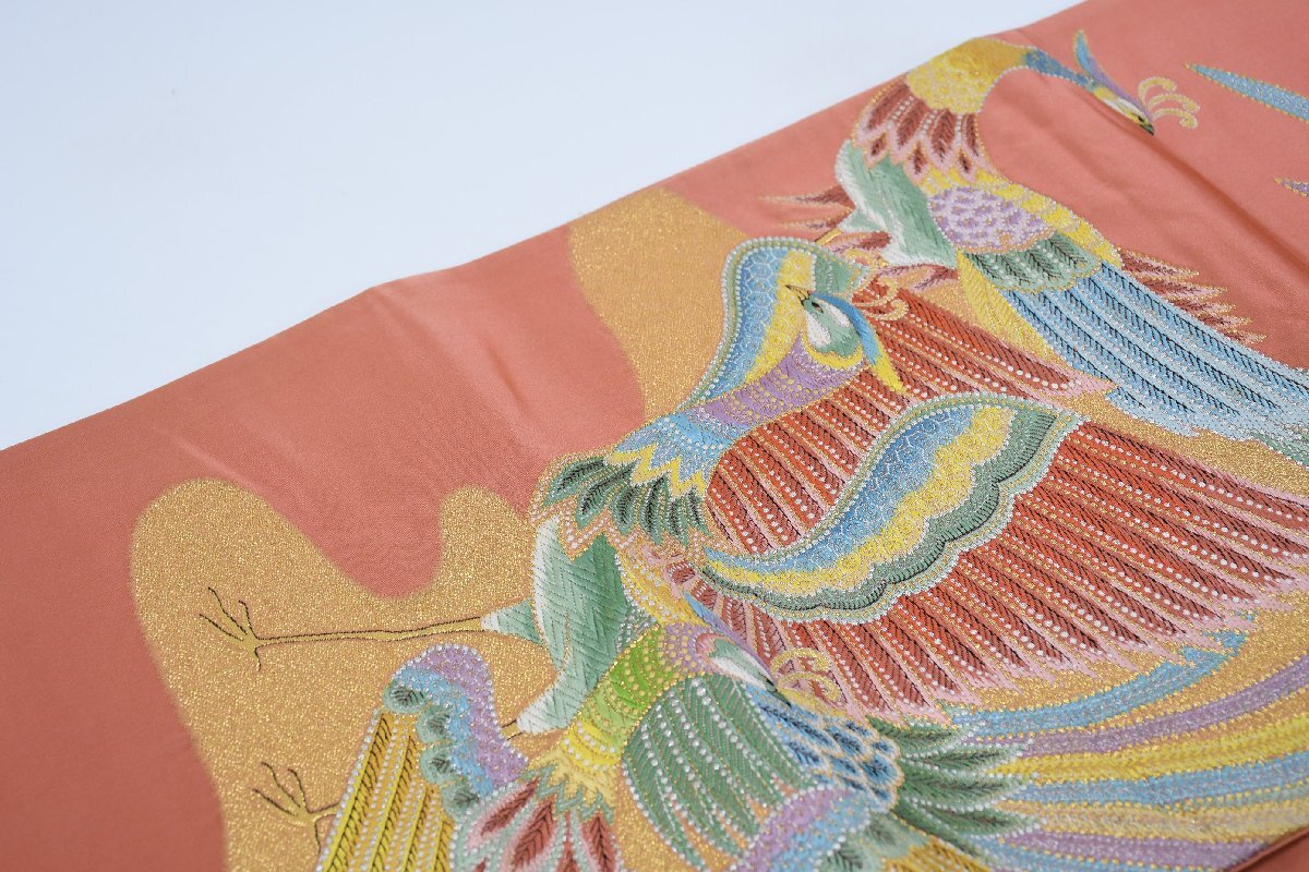 Yahoo!オークション - 袋帯 未仕立て 孔雀 鳥 六通柄 帯丈422cm 着物屋...