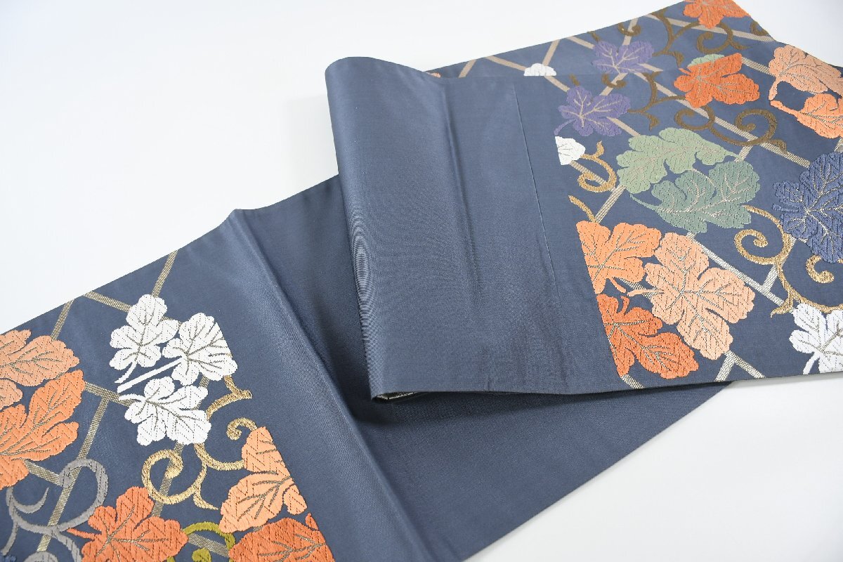 Yahoo!オークション - 袋帯 西陣 唐織錦 刺繍 唐花文様 帯丈434cm 着物...