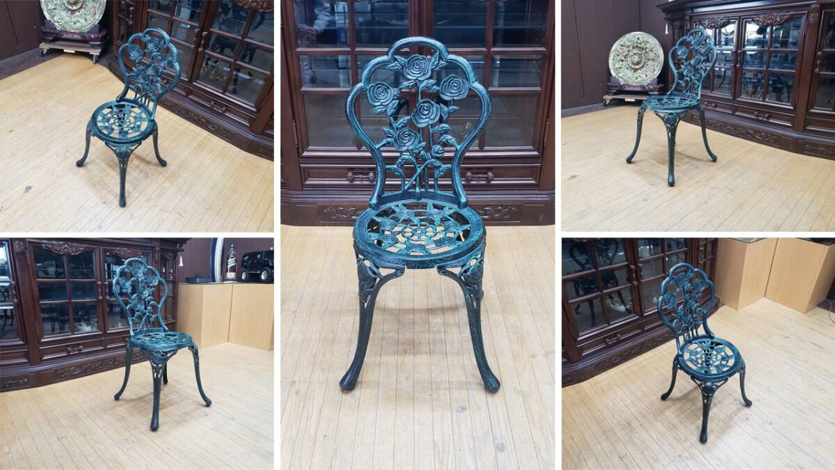 Yahoo!オークション - l63 美品 アイアン ガーデン テーブル 椅子 3点...